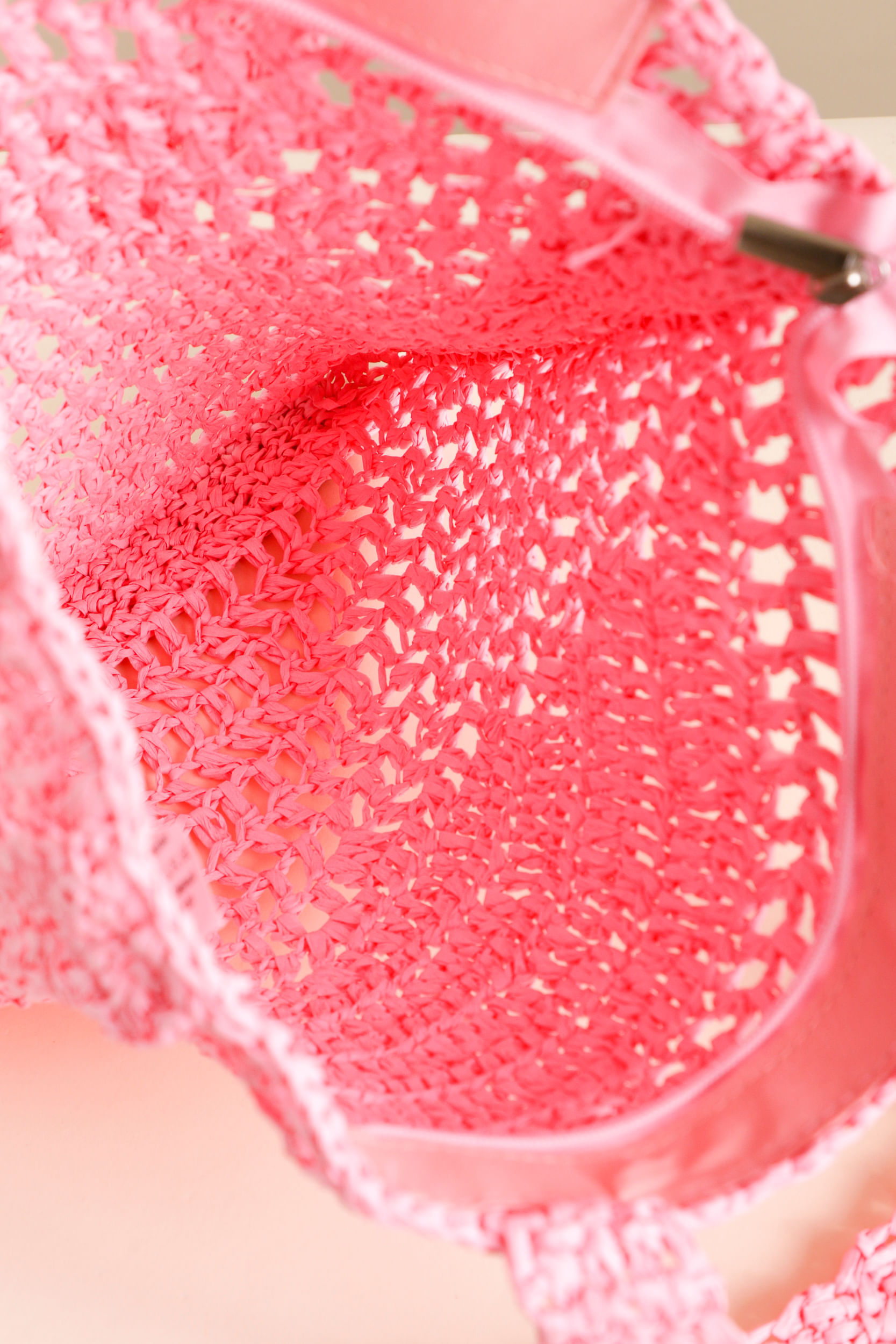 Bolsa Grande Crochê Rosa | Mamô Quadrada Sem Forro - Mamô