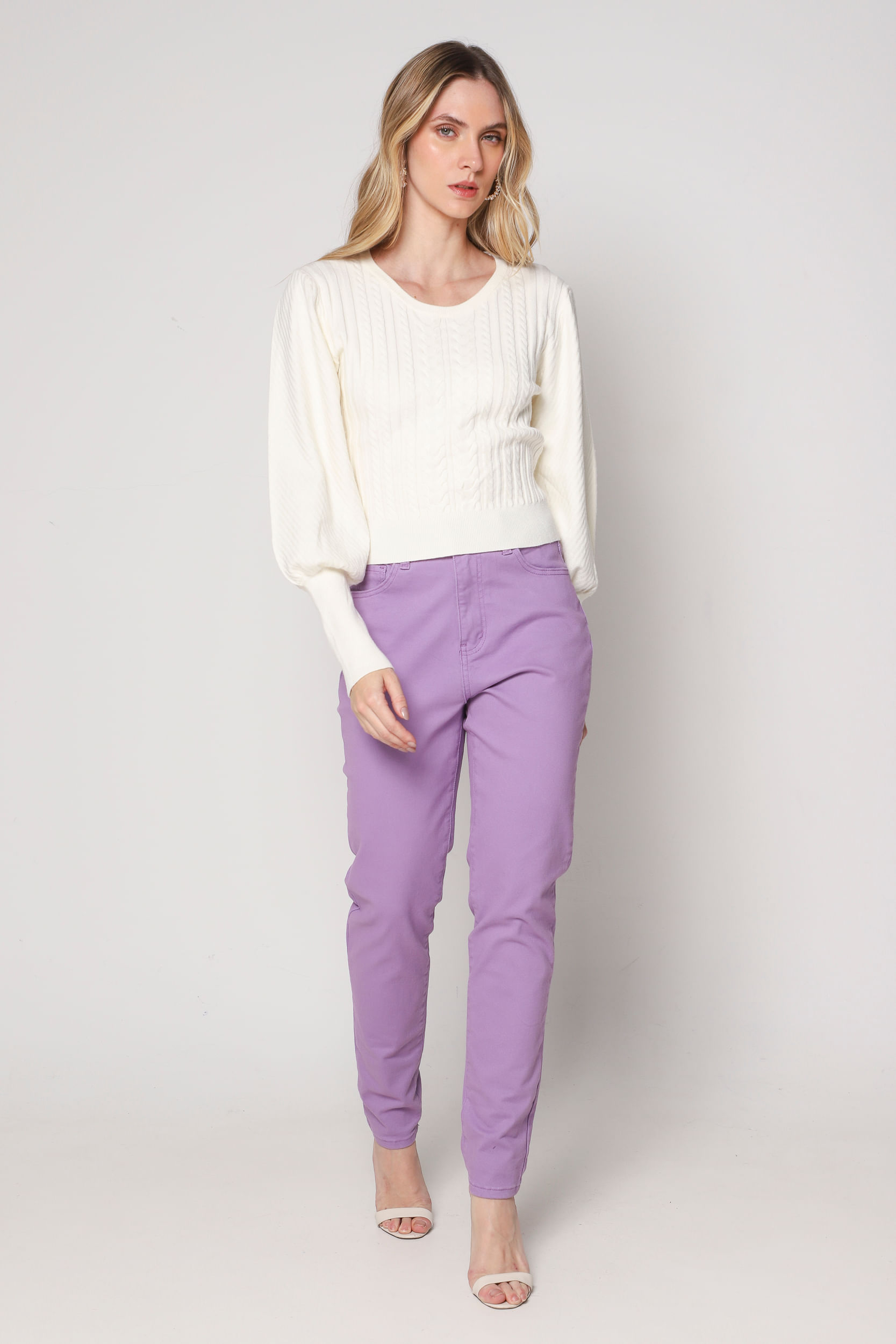 Calça Sarja Shape Skinny Lilas - Mamô