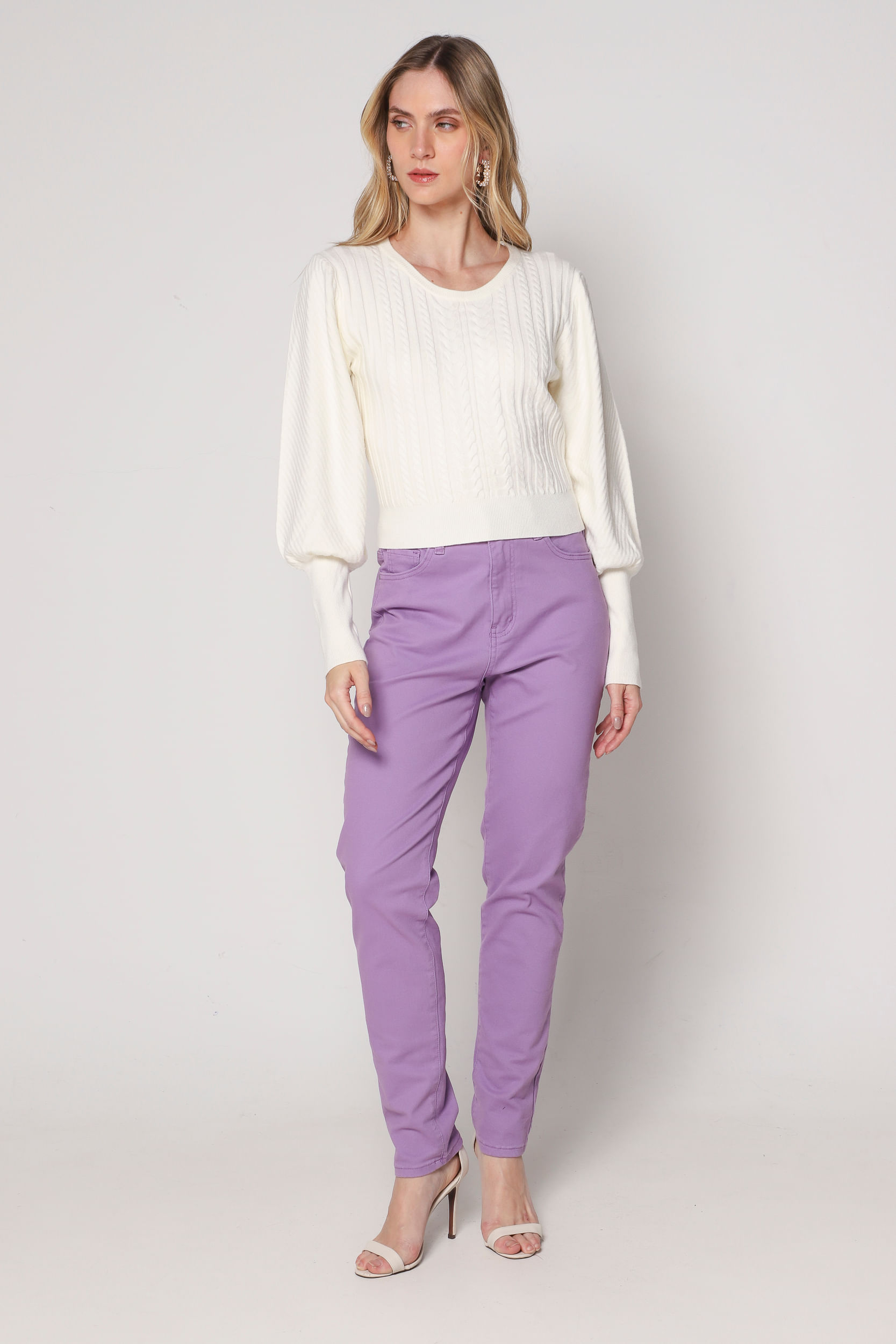 Calça Sarja Shape Skinny Lilas - Mamô